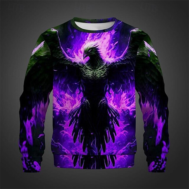 Men's Animal Phoenix Sweatshirts Sweatshirt Pullover Long Sleeve ...