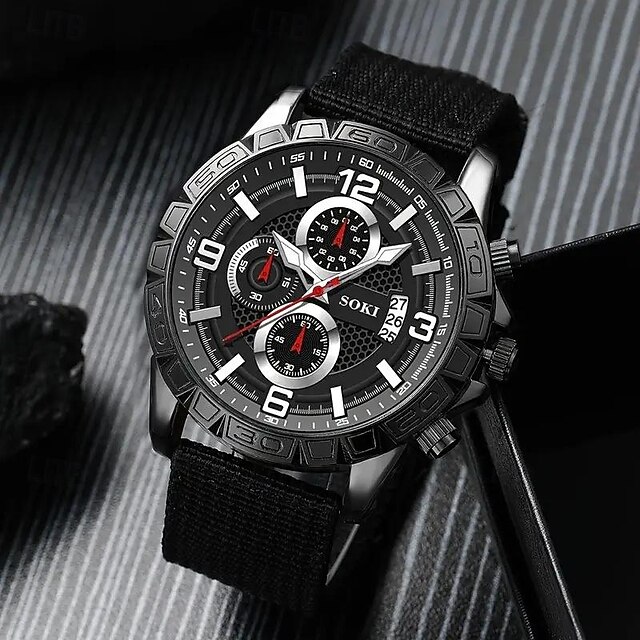 Men's 4pcs/Set Quartz Watch for Men Analog Quartz Retro Stylish ...