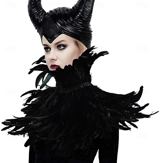 Punk & Gothic Victorian Shawls Feather Cape Witch Maleficent Women's ...