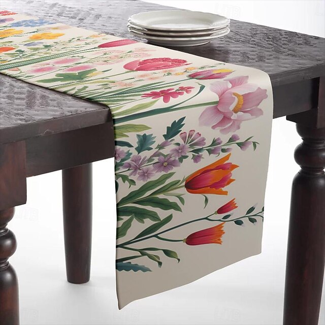 Floral Print Table Runner, Kitchen Dining Table Decor, Print Decor ...