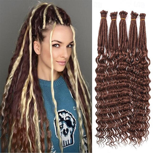24 Inch Synthetic Wavy Dreadlock Extensions 20 Strands 0.6 cm Soft Thin ...