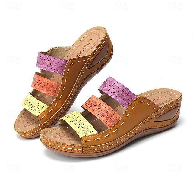Bohemian Chic Women's Orthopedic Wedge Sandals - Vibrant Multi-Color ...