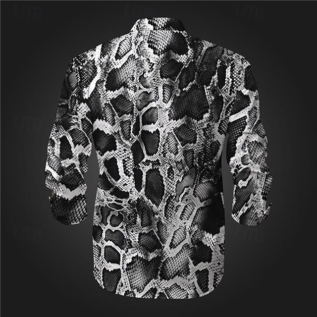 Men's Snake Print Aloha Shirt Printed Shirts Long Sleeve Subcultural ...