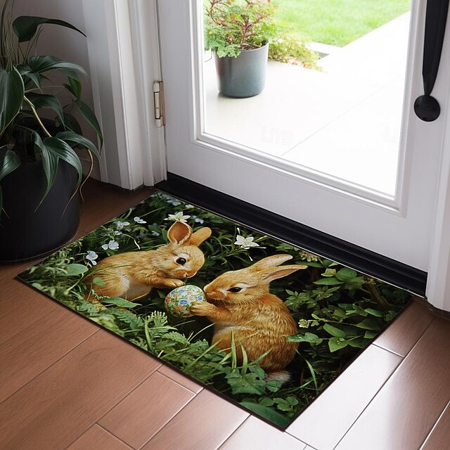 Easter Rabbits Egg Doormat Floor Mats Washable Rugs Kitchen Mat Non ...
