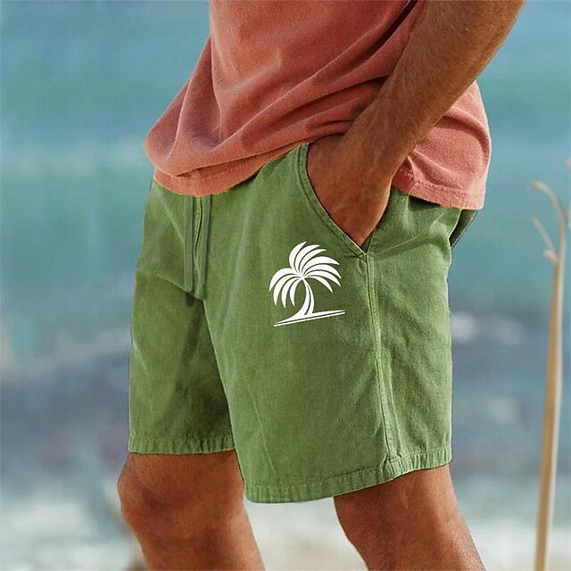 Men's Tree Coconut Tree Shorts Summer Shorts Beach Shorts Mid Waist ...