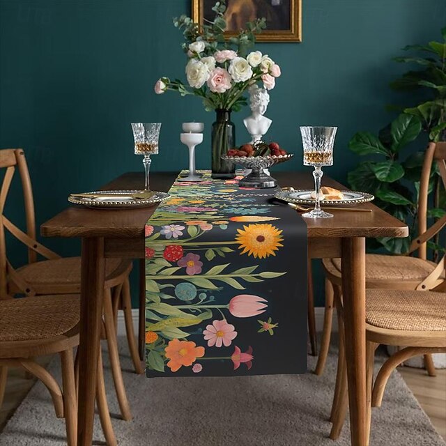 Floral Print Table Runner, Kitchen Dining Table Decor, Print Decor ...