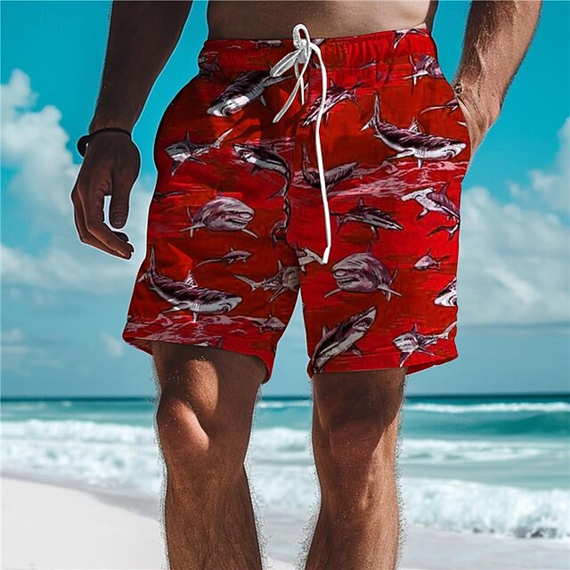 Men's Shark Swimming Trunks Board Shorts Swim Shorts Mid Waist Vacation ...