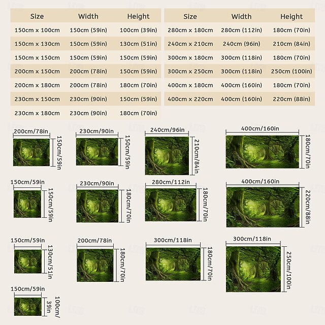 Mistry Forest Hanging Tapestry Magical Nature Green Tree Rainforest ...