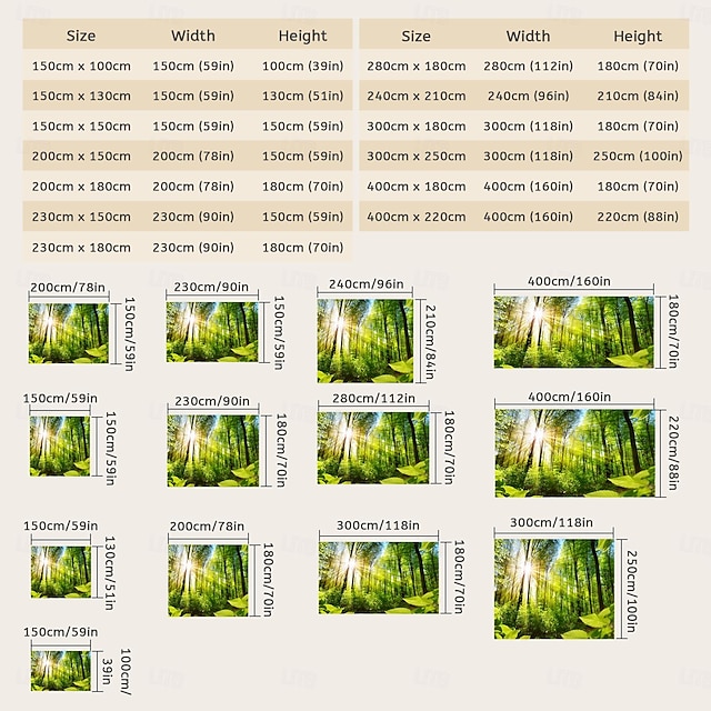 Landscape Forest Sunshine Hanging Tapestry Wall Art Large Tapestry ...