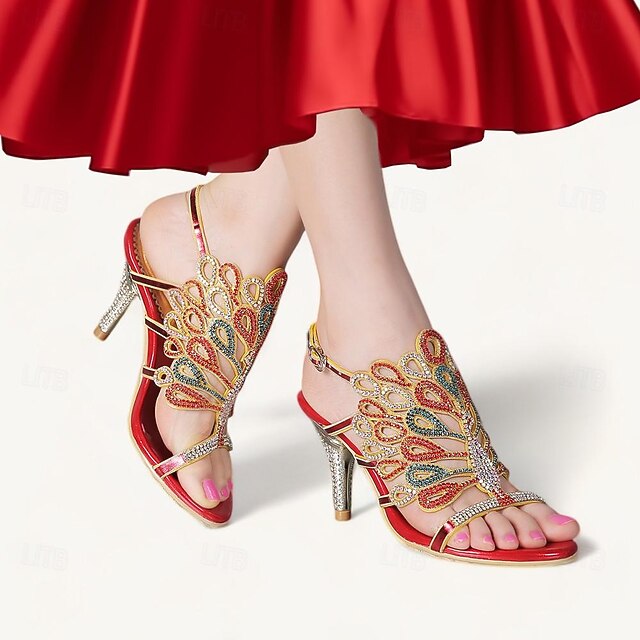 Women's Heels Sandals Dress Shoes Sparkling Shoes Wedding Party Peacock ...