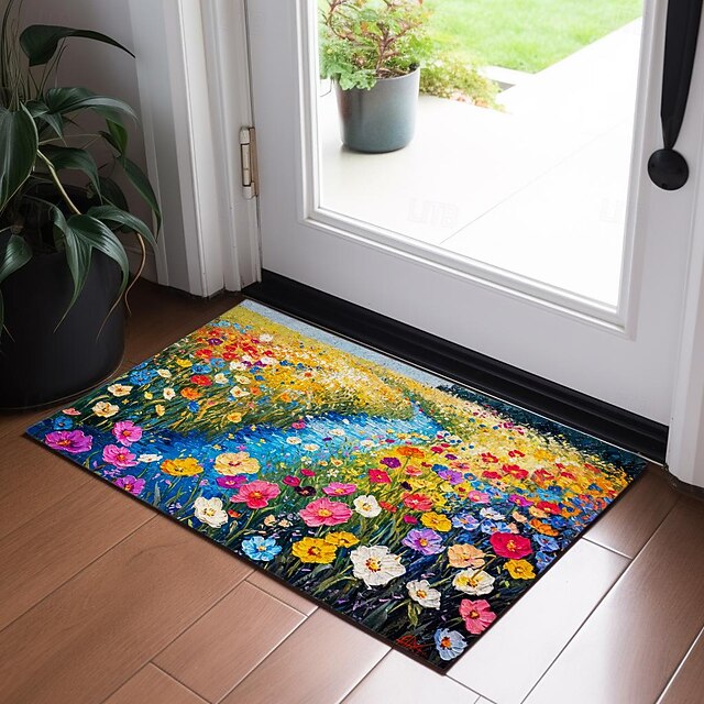 Colorful Painting Flowers Doormat Floor Mats Washable Rugs Kitchen Mat ...