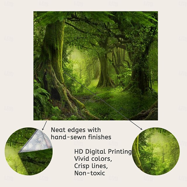 Mistry Forest Hanging Tapestry Magical Nature Green Tree Rainforest ...