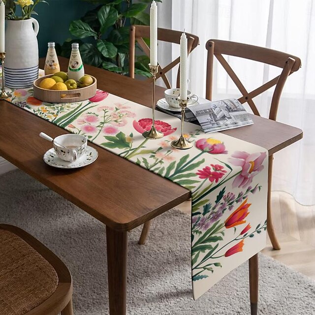 Floral Print Table Runner, Kitchen Dining Table Decor, Print Decor ...