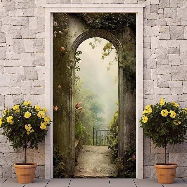 Valentine's Day Garden Arch Floral Door Covers Mural Decor Door ...