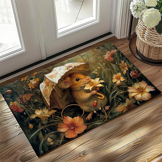 Small Rat Umbrella Doormat Floor Mats Washable Rugs Kitchen Mat Non ...