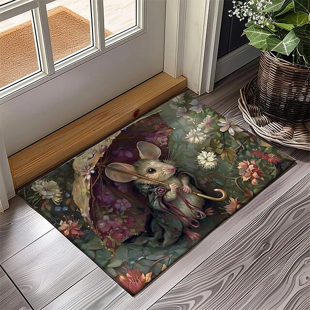 Small Rat Umbrella Doormat Floor Mats Washable Rugs Kitchen Mat Non ...