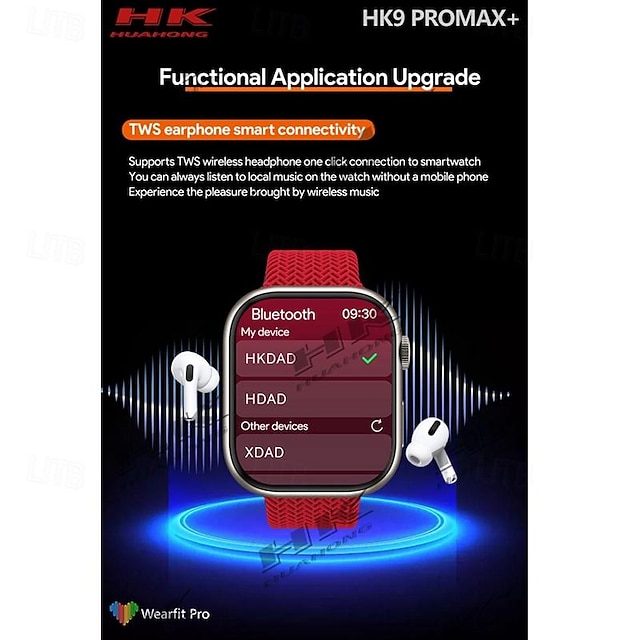 HK9 Pro Max Smart Watch with 2 Watch Bands 1.32 inch Smartwatch Fitness ...