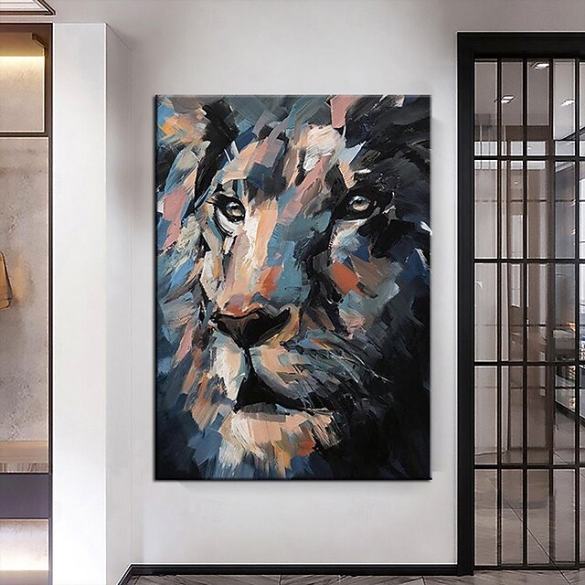 Large Lion Oil Painting on Canvas hand painted tiger Abstract Animal ...