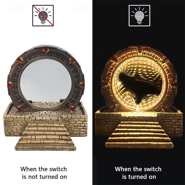Atlantis Stargate Mirror LED Night Light Star Gate 3D Time Tunnel Ring ...