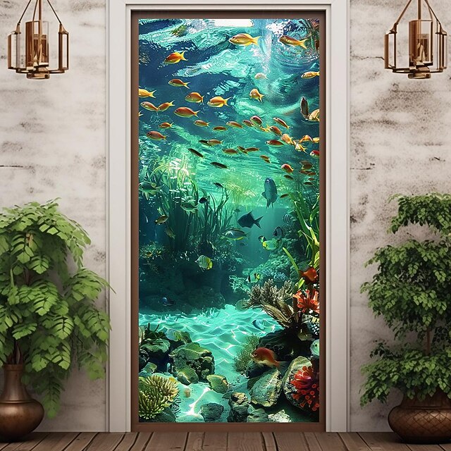 Underwater Cave Door Door Covers Door Tapestry Door Curtain Decoration ...