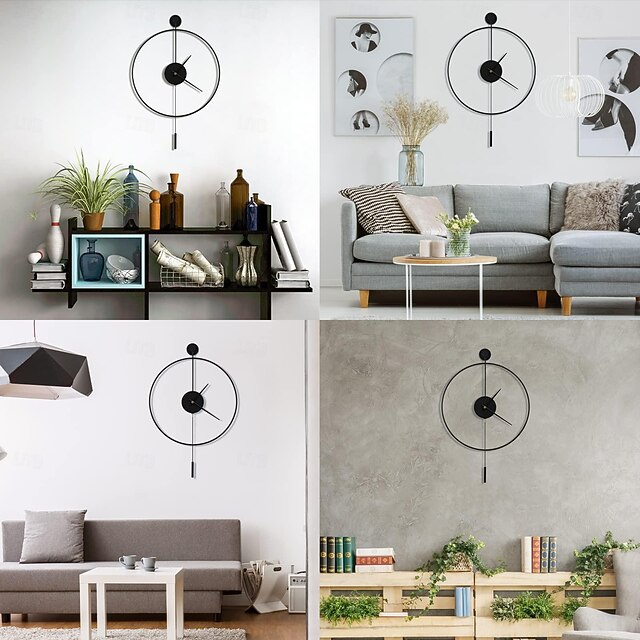 Classical Large Wall Clock with Pendulum Decorative Art Clocks Round ...