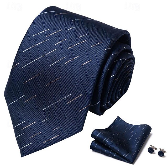 Classic Ties for Men Set Formal Pocket Square Cufflink Check Plaid ...