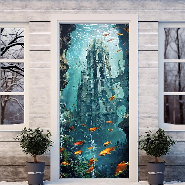 Underwater Cave Door Door Covers Door Tapestry Door Curtain Decoration ...