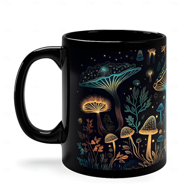 Magic Mushroom Mug, Mushroom Mug, Black Mushroom Coffee Cup, Novelty ...