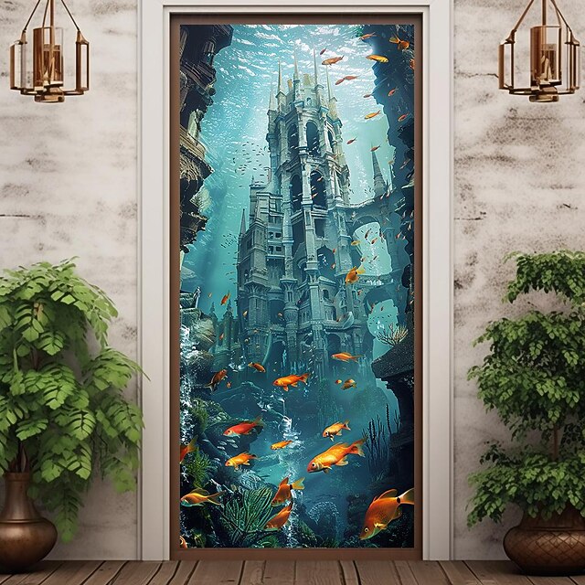 Underwater Cave Door Door Covers Door Tapestry Door Curtain Decoration ...
