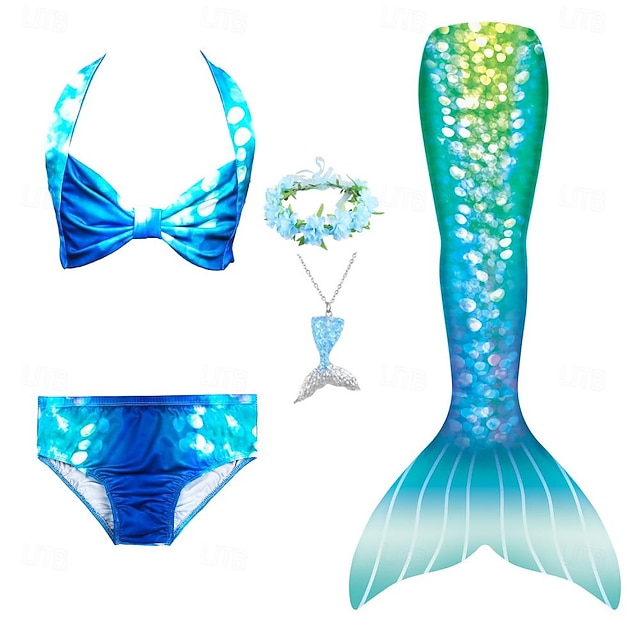 Kids Girls' Five Piece Mermaid Swimwear Swimwear Bikini Swimming ...