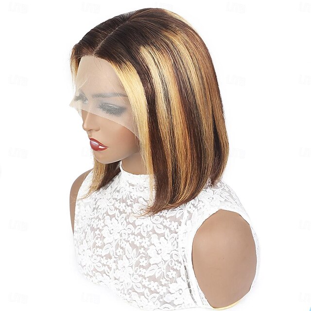 Highlights P4/27 Human Hair Wig 13x4x1 T Part Lace Short BoBo Wig Human ...