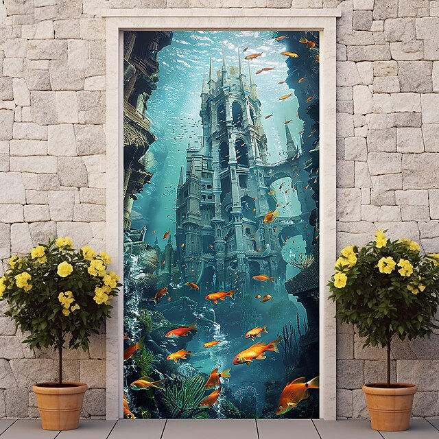 Underwater Cave Door Door Covers Door Tapestry Door Curtain Decoration ...