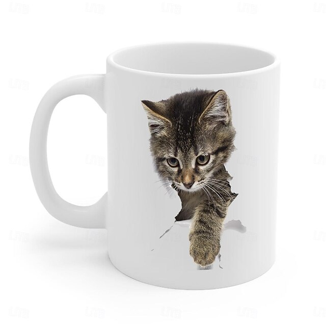 3D Print Kittens Hole In A Wall Mug, Ceramic Coffee Cat Mug 3D Novelty ...
