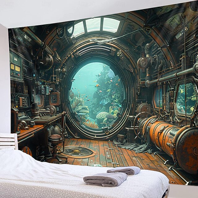 Submarine Cabin Undersea Hanging Tapestry Wall Art Large Tapestry Mural ...