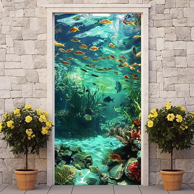 Underwater Cave Door Door Covers Door Tapestry Door Curtain Decoration ...
