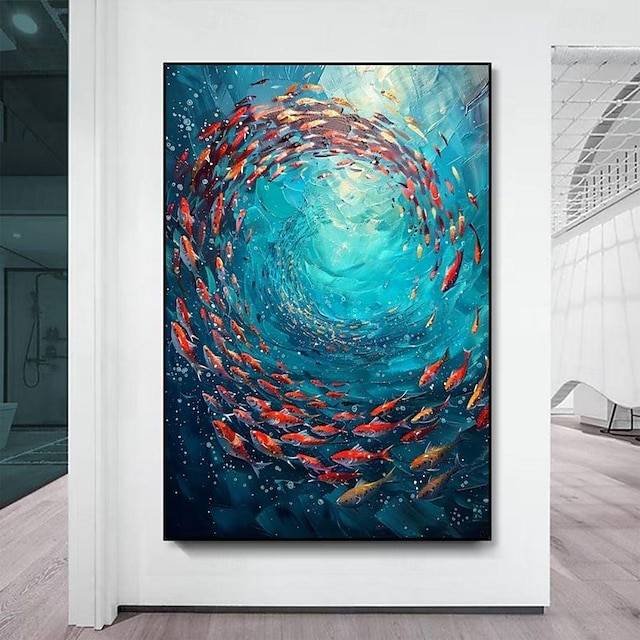 Handmade Oil Painting Canvas Wall Art Decoration Abstract Marine Fish ...
