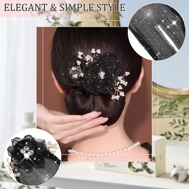 Hand Embroidered Flowers Deft Bun,French Hair Bun Maker Deft Bun for ...