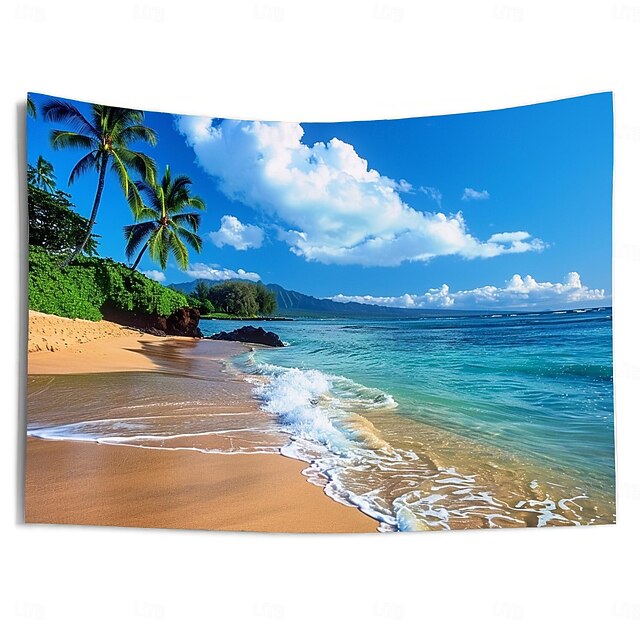 strand eiland hangend tapijt kunst aan de muur groot tapijt ...