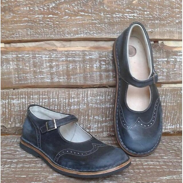 Women's Sandals Brogue Outdoor Daily Flat Heel Round Toe Vintage ...