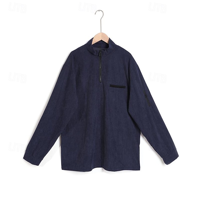 Men's Pullover Sweatshirt Zip Polo Sports Outdoor Casual Standing ...