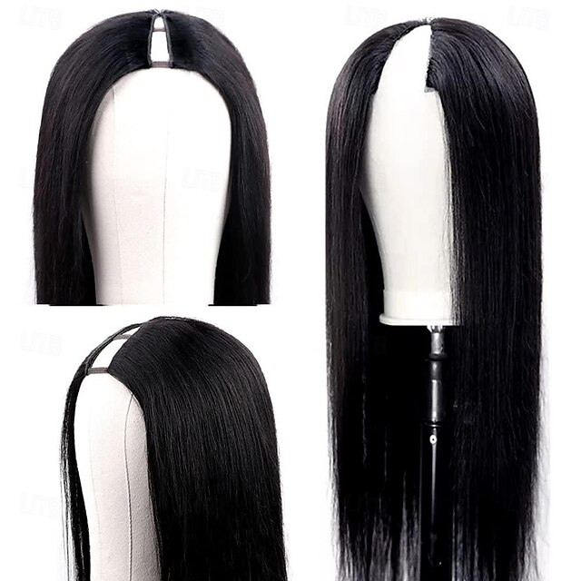 V Part Wigs Straight Brazilian Virgin Human Hair Wigs for Black Women ...