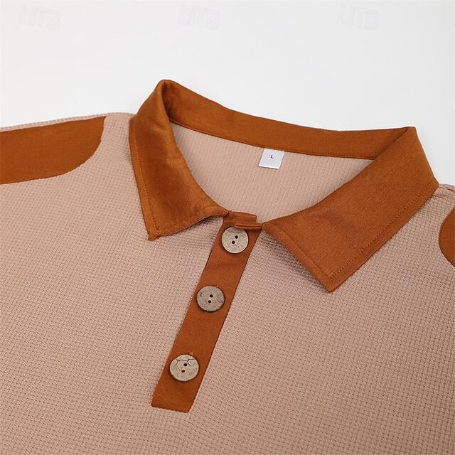 Men's Polo Shirt Button Up Polos Casual Holiday Classic Long Sleeve ...