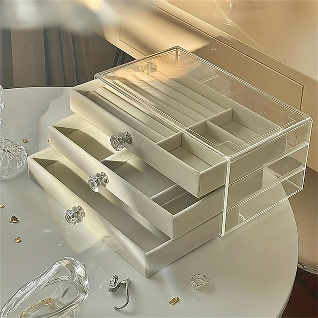 Three-Layer Transparent Acrylic Jewelry Storage Box: Multi-functional ...