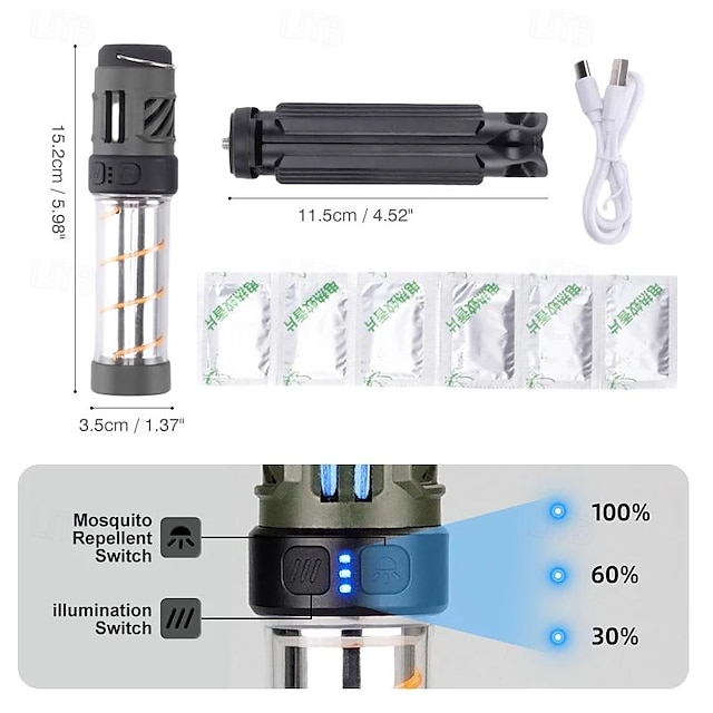 Portable Mosquito Repeller with Camping Light – Rechargeable Magnetic ...