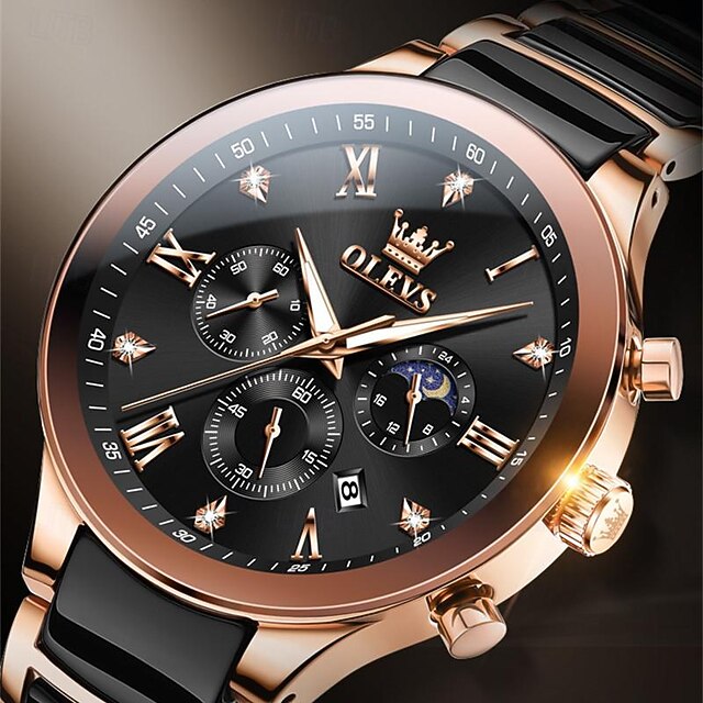 New Olevs Brand Men'S Watch Luminous Chronograph Calendar 24 Hours ...