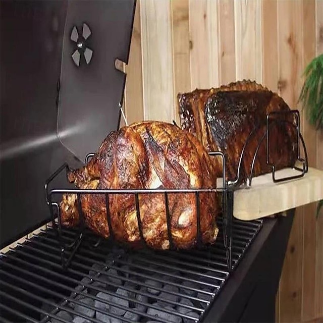 1pc Grill Bbq Rib Rack Holder Steak Barbecue Stand Roast Holder Toast ...