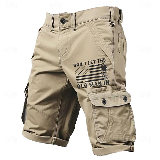 Men's Cargo Shorts Multiple Pockets Old Man Letter Printed Outdoor ...