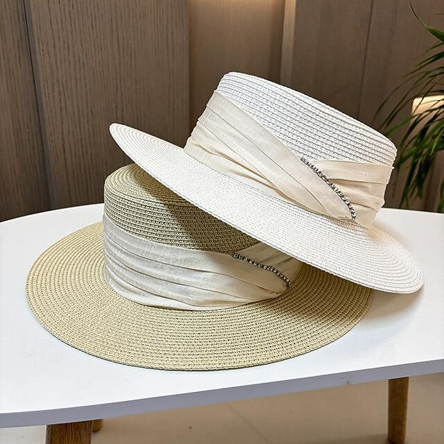 Fascinators Hats Headwear Acrylic / Cotton Straw Straw Hat Sun Hat ...