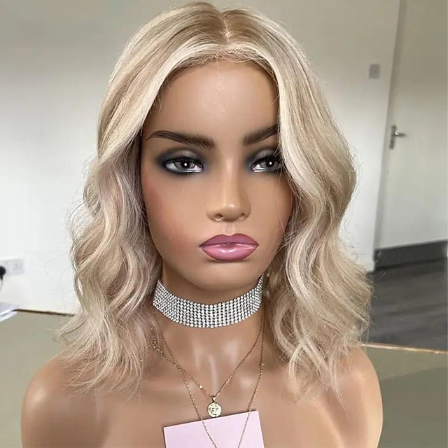 Remy Human Hair 13x4 Lace Front Wig Short Bob Brazilian Hair Wavy Multi ...