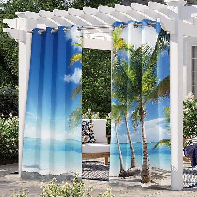 Outdoor Curtains Waterproof Windproof Weatherproof Curtain for Patio ...
